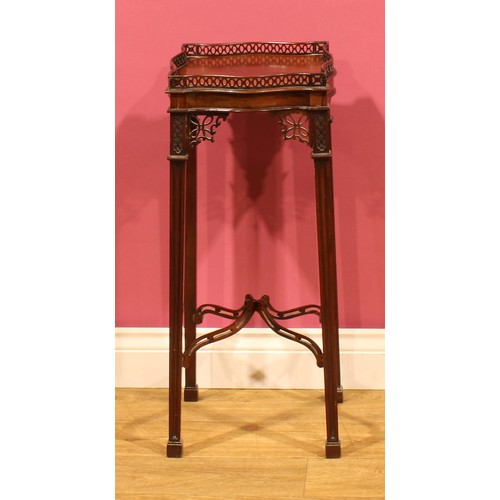 A Chippendale Revival mahogany shaped square urn or kettle stand, 70cm ...