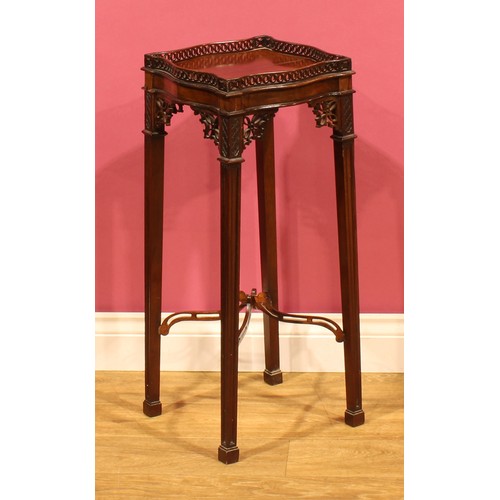 A Chippendale Revival mahogany shaped square urn or kettle stand, 70cm ...