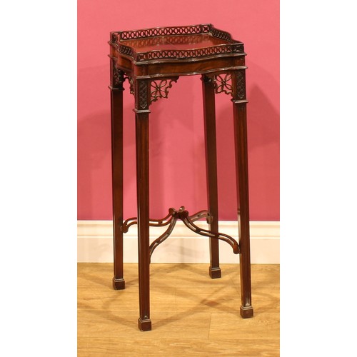 A Chippendale Revival mahogany shaped square urn or kettle stand, 70cm ...