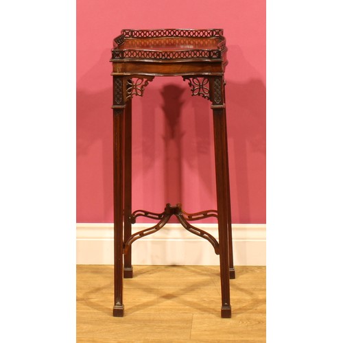 A Chippendale Revival mahogany shaped square urn or kettle stand, 70cm ...