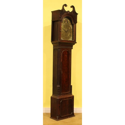 A George III mahogany longcase clock, 36.5cm arched brass dial ...