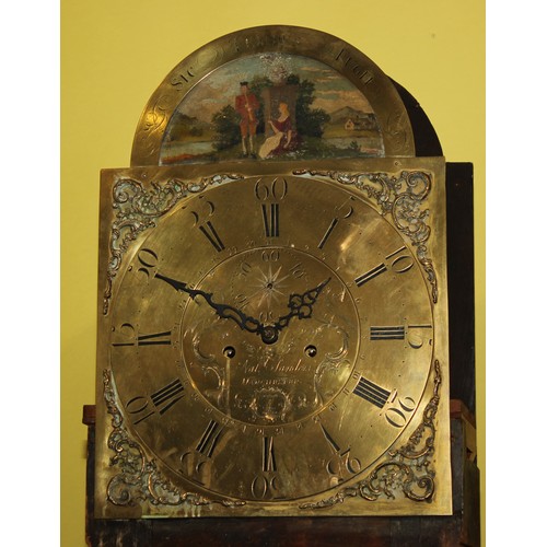 A George III mahogany longcase clock, 36.5cm arched brass dial ...