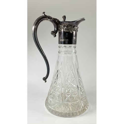 An Elizabeth II silver mounted cut glass claret jug, Barker Ellis ...