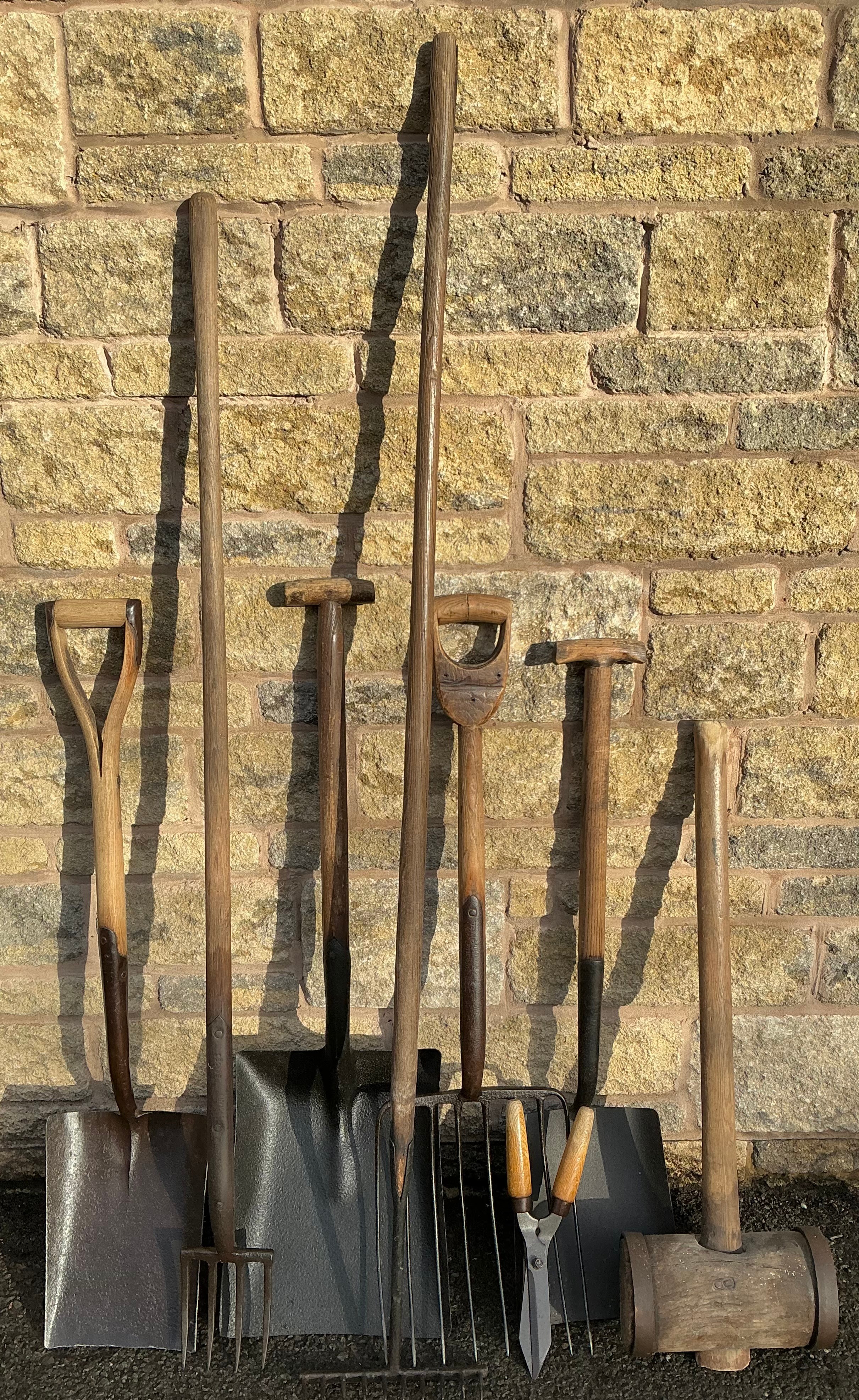 Garden tools - a group of hand crafted vintage gardening tools ...