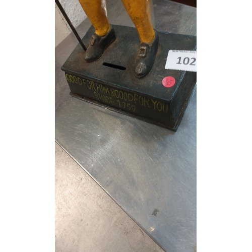 Vintage cast iron Guinness moneybox advertising figurine, depicting a ...