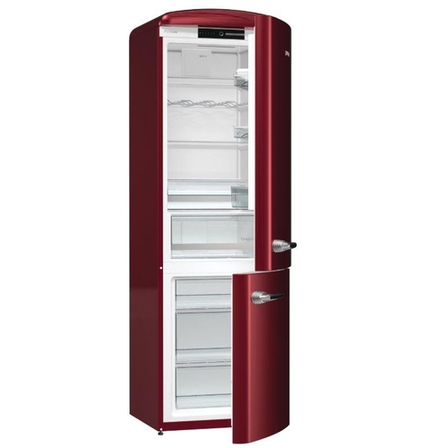 Burgundy full height retro fridge freezer