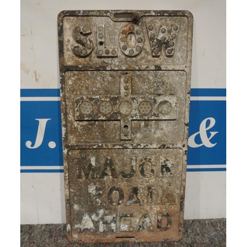 Pre Worboys sign, Slow Major road ahead, fairylight reflector 26x14"