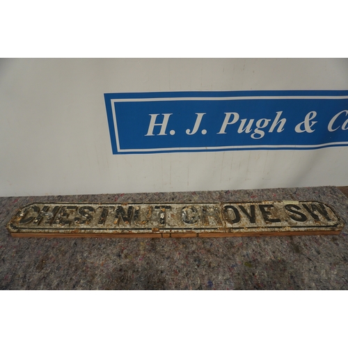 Cast iron street sign "Chestnut Grove" 53x17" A/F