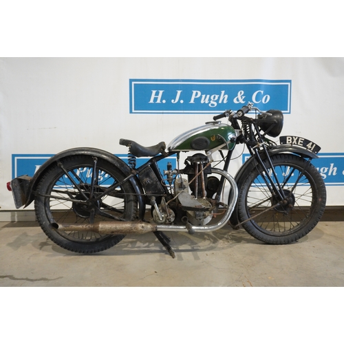 BSA B35/2 motorcycle. 1935. Engine turns. Three speed hand change ...