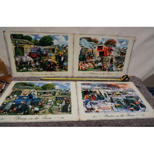 4 Tin signs- Spring, summer, autumn, winter on the farm +VAT
