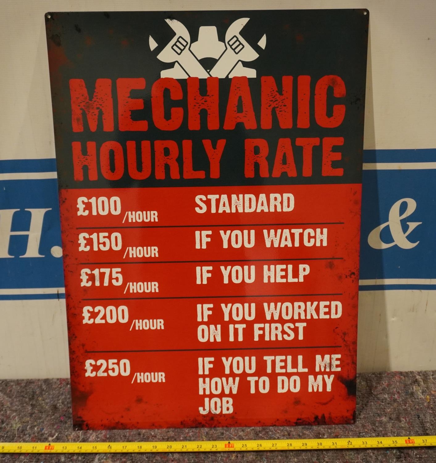 Tin sign- Mechanics 28x20" +VAT