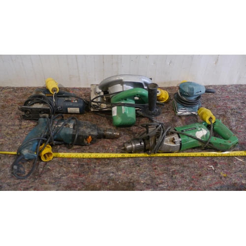 Quantity of 110v power tools to include Bosch drill, Bosch jigsaw ...
