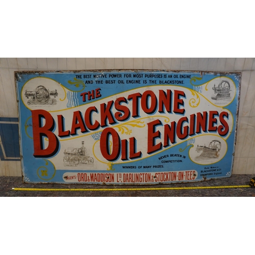 Enamel sign - The Blackstone Oil Engine 48x24"