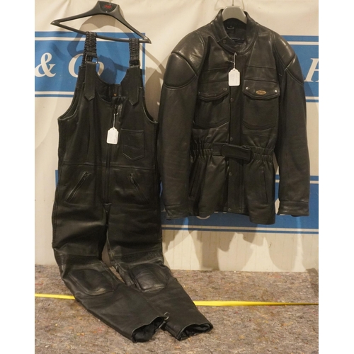 Richa leather bike jacket size 42 and Sportex bib leather trousers size 36