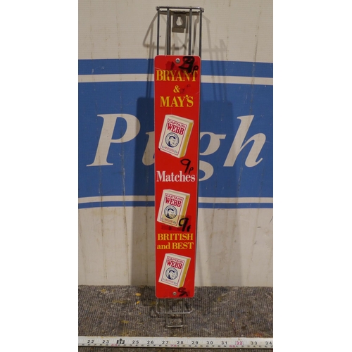 Bryant & May's match box dispenser stand 21" high