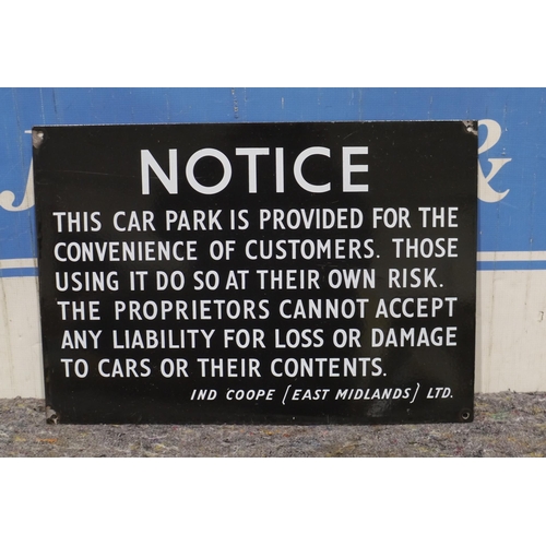 Enamel sign - Ind Coope Customer Car Park 14x20"