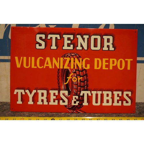 Tin sign - Stenor Vulcanizing Depot for Tubes and Tyres 18x12"