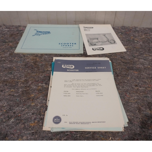 Parts lists, service sheets etc for Triumph Tina and Tigress scooters