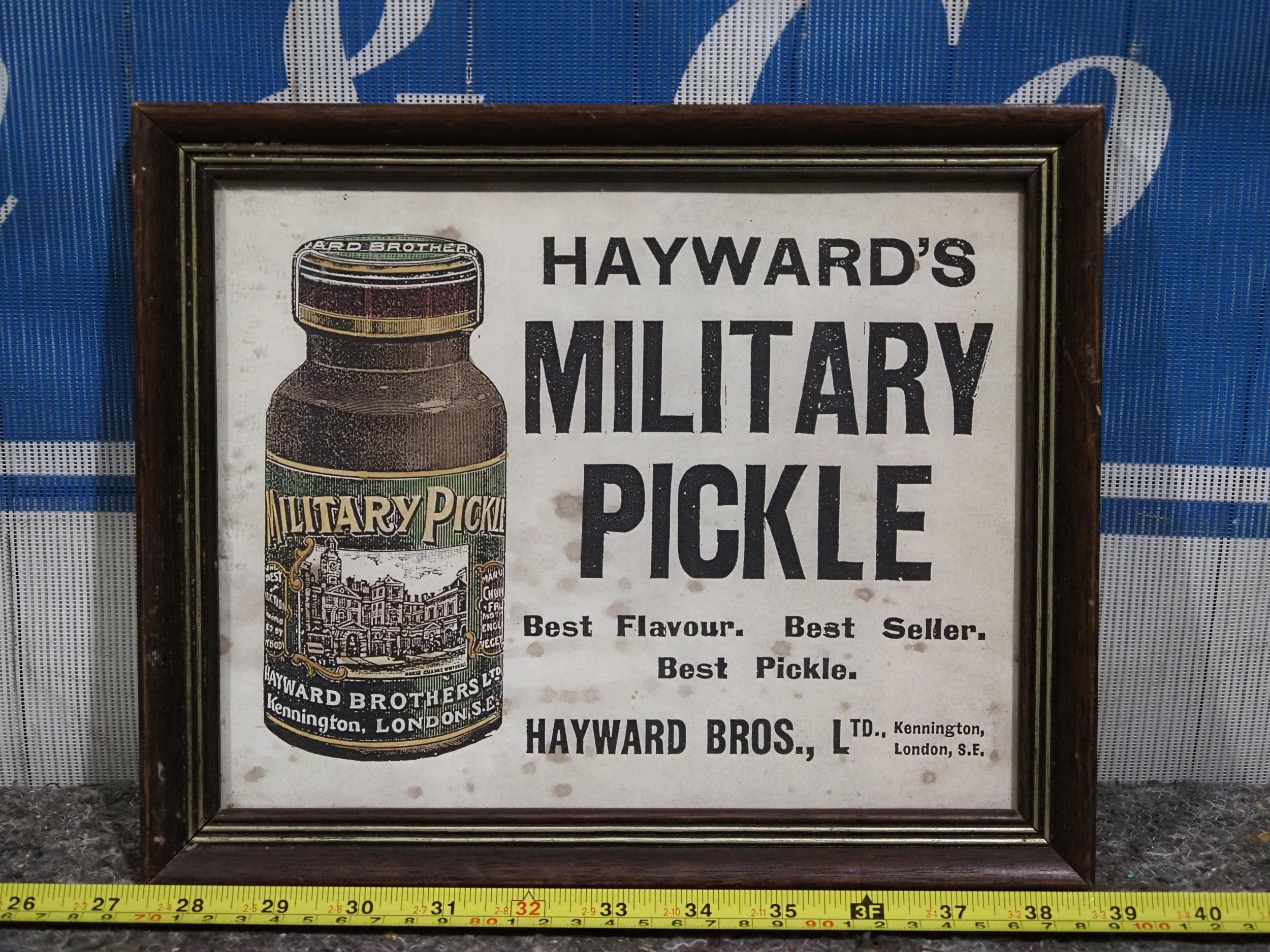 Framed advertising showcard - Haywards Military Pickle