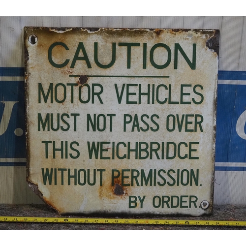 Enamel sign - Caution Motor Vehicles Must not Pass Over This ...