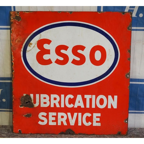 Double sided enamel sign - Esso Lubrication Service 32x31"