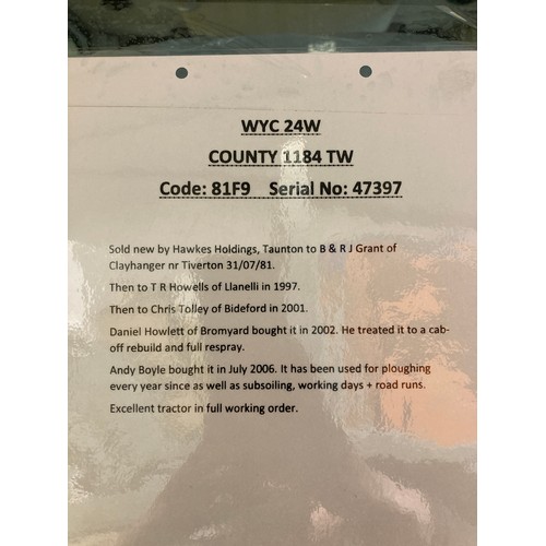 County 1184 TW tractor. 1981. 7481hrs. Hara cab, 95% Tyres 14x34 ...