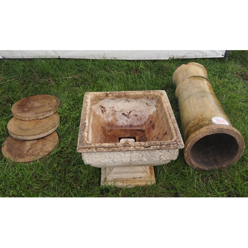 Chimney pot, planter and stepping stones