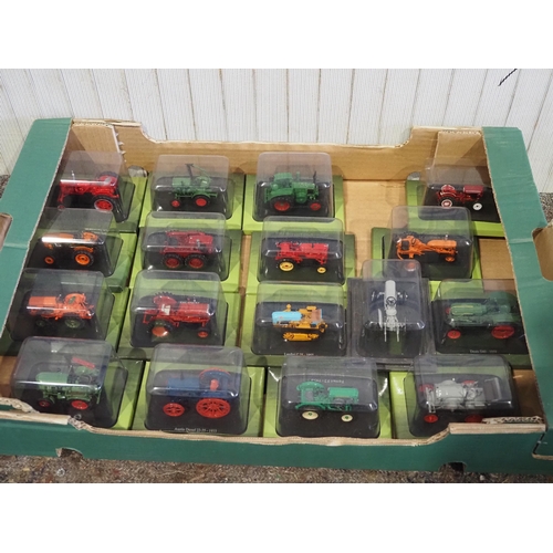 Box of various model farm toys