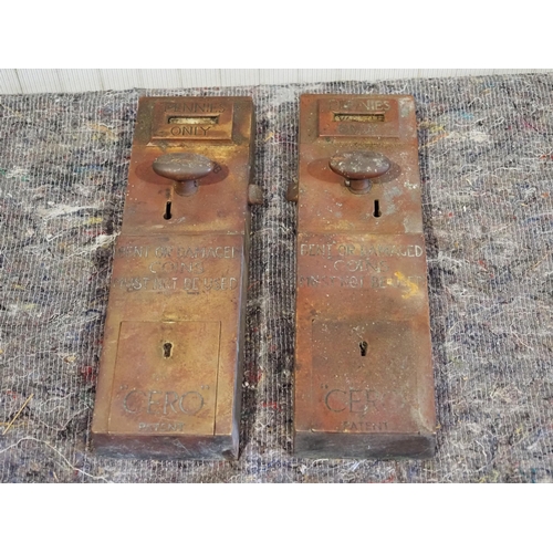 2 Vintage brass coin operated locks