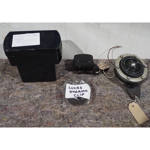 King of the road battery box, Lucas dynamo clip, Lucas CV control box ...