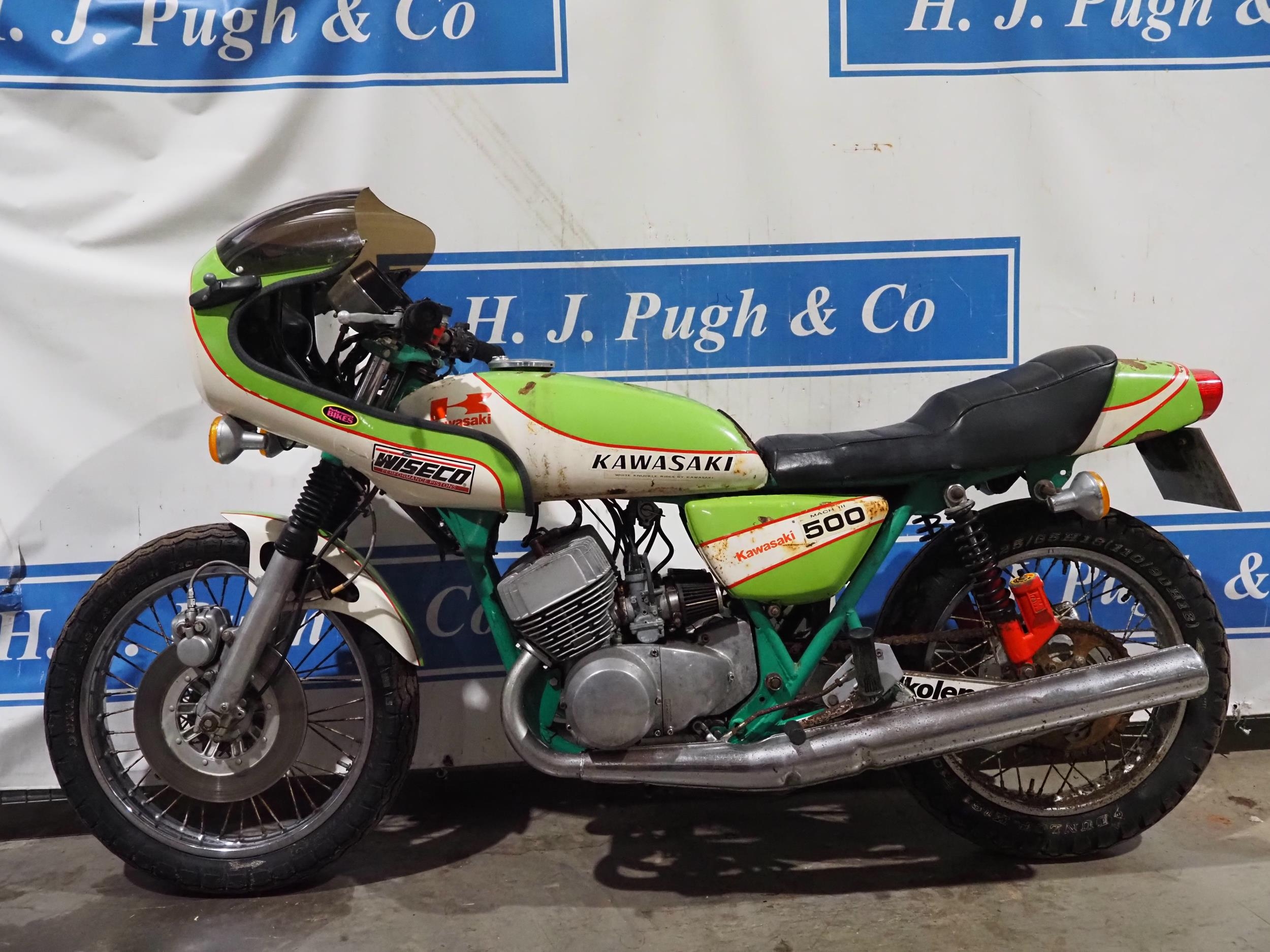 Kawasaki KH500 Mach III motorcycle. 1976. 500cc. Frame no. H1F-50566 ...