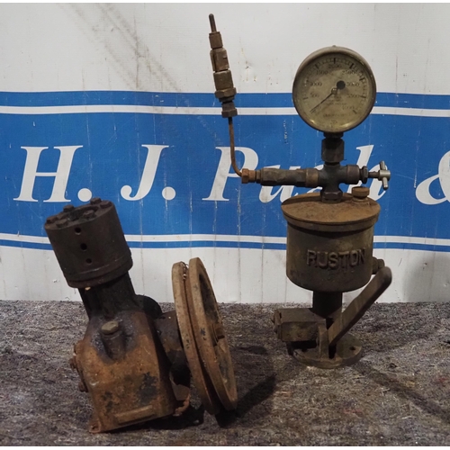 Stationary engine pump and Ruston guage