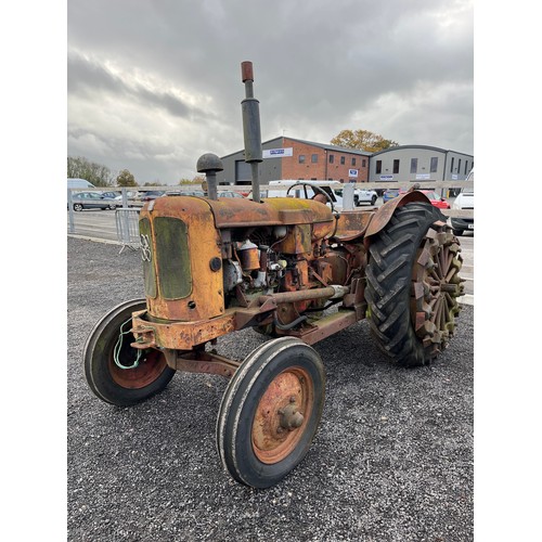 Nuffield DM4 tractor. 1952. Rear wheel weights & spade lugs. Reg. LDG ...