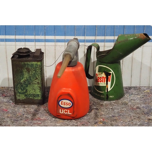 Oil cans & dispenser, Castrol and Esso