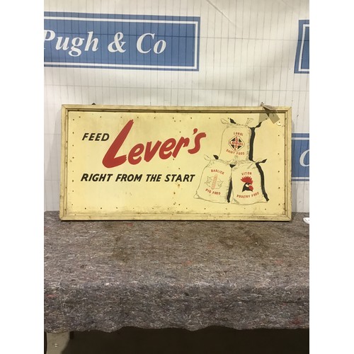 Large wooden Lever’s animal feed sign