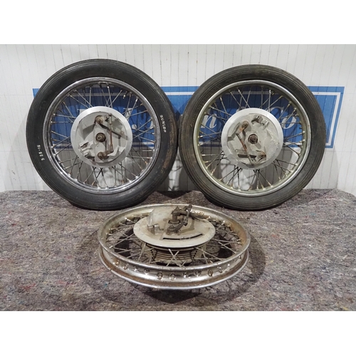 3 BSA wheel rims with brake hubs