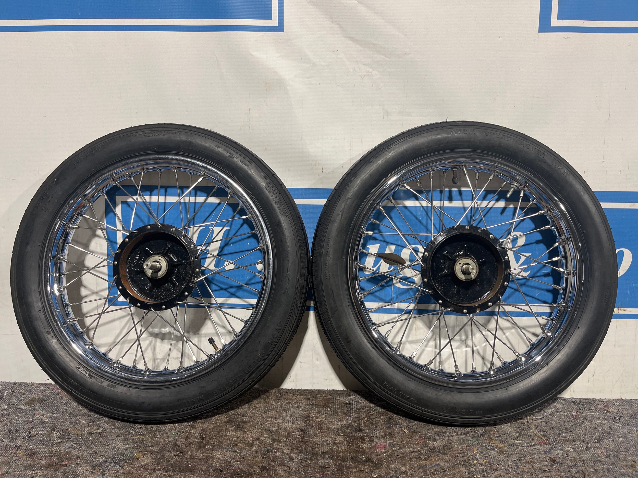 Pair of rebuilt Tiger cub front wheels