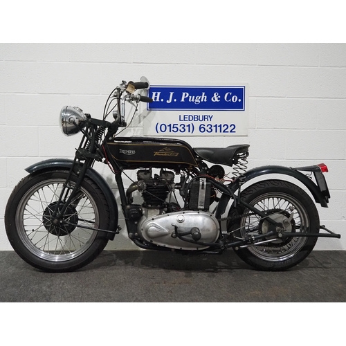 Triumph bobber motorcycle, believed 1934, 650cc. Fitted with later ...