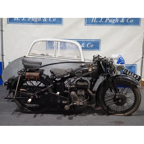 Sunbeam Model 6 motorcycle sidecar outfit 1935, 492cc Engine no. 6C/519 ...