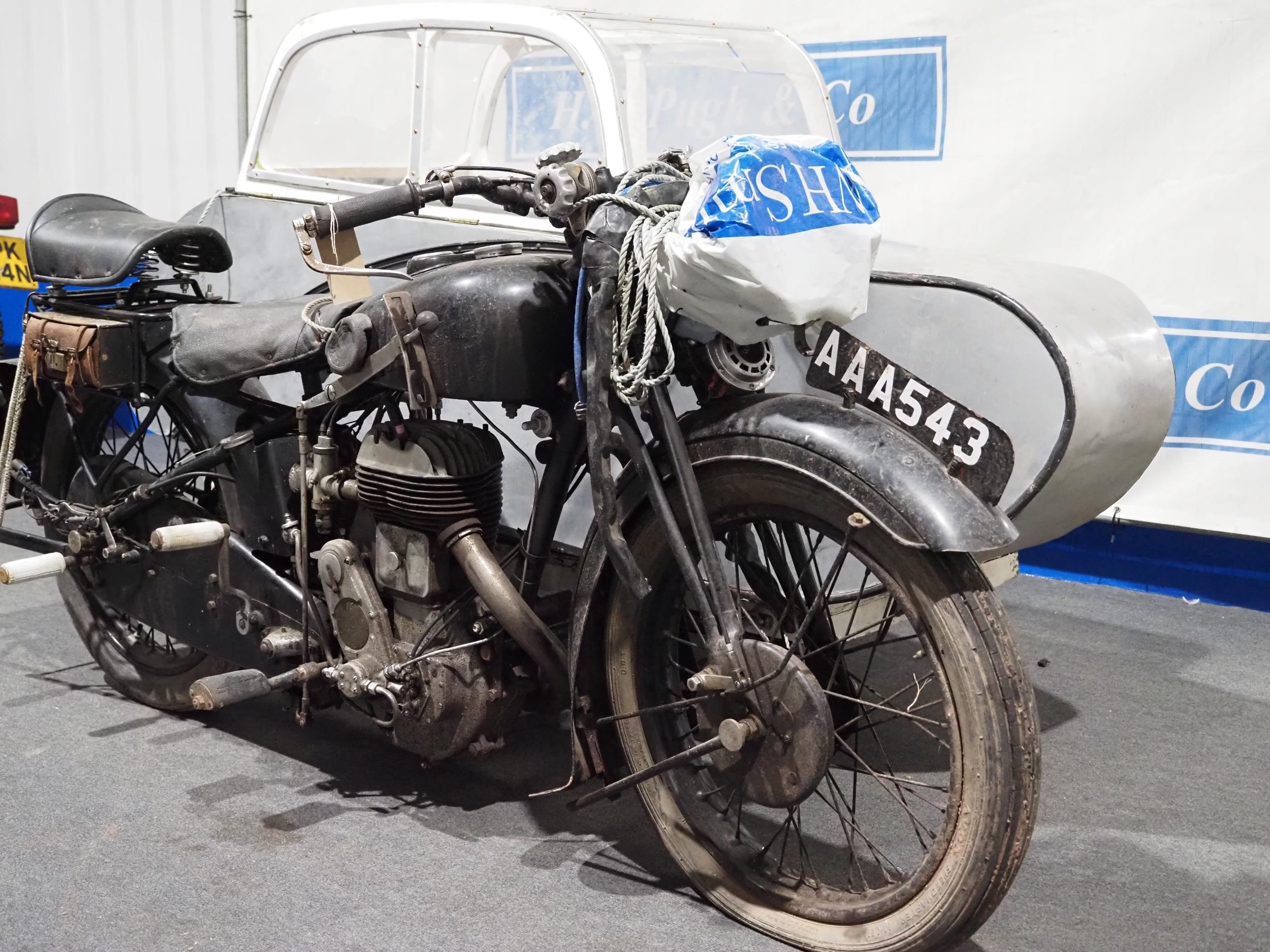 Sunbeam Model 6 motorcycle sidecar outfit 1935, 492cc Engine no. 6C/519 ...