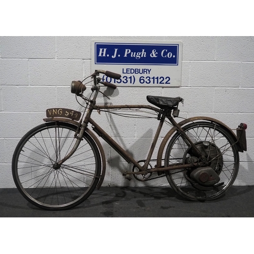 Philips autocycle project with Cyclemaster rear wheel. Reg XVV 490. V5