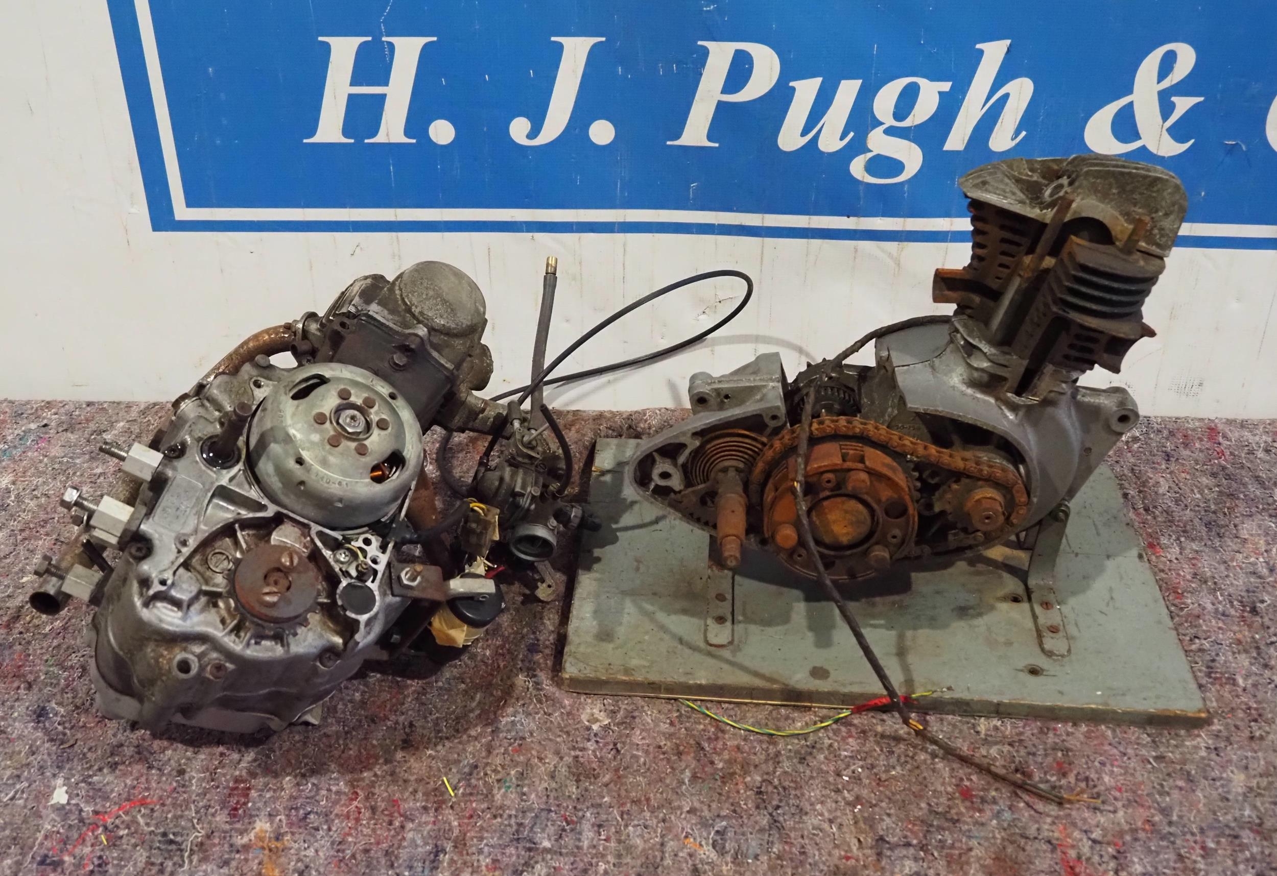 Honda PC50 engine parts and cut away engine teaching aid model