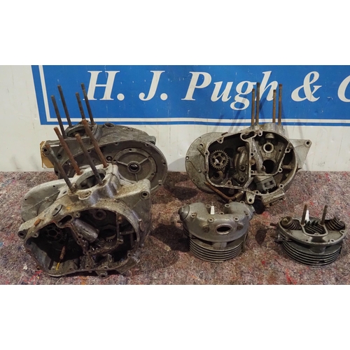 Assorted BSA C15 engine cases and heads