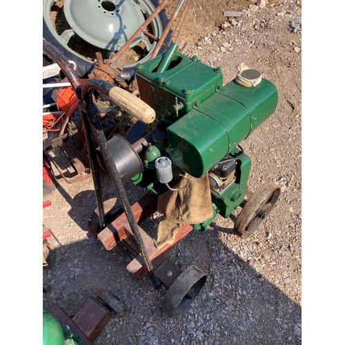 Lister D stationary engine. No- 178331. 1.5HP. On 4 wheel trolley ...