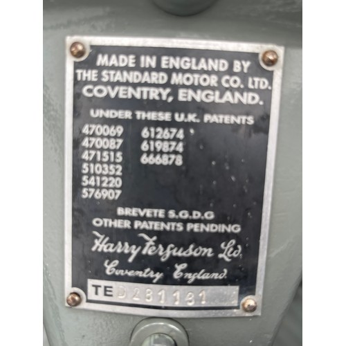 Ferguson TED Tractor. July 1952. C/w reduction box, plough lamp and ...