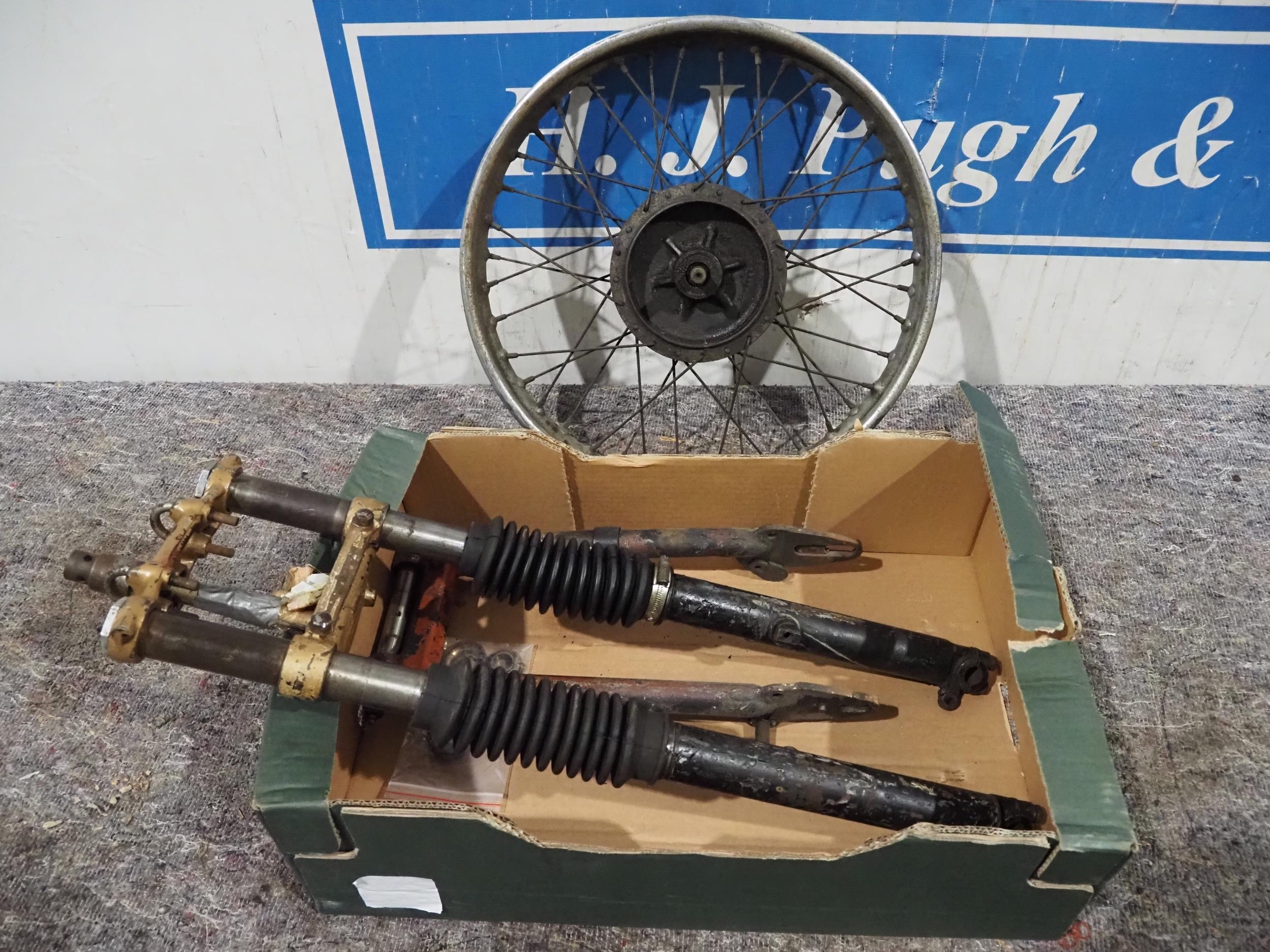 Triumph Tiger cub forks, wheel, swinging arm