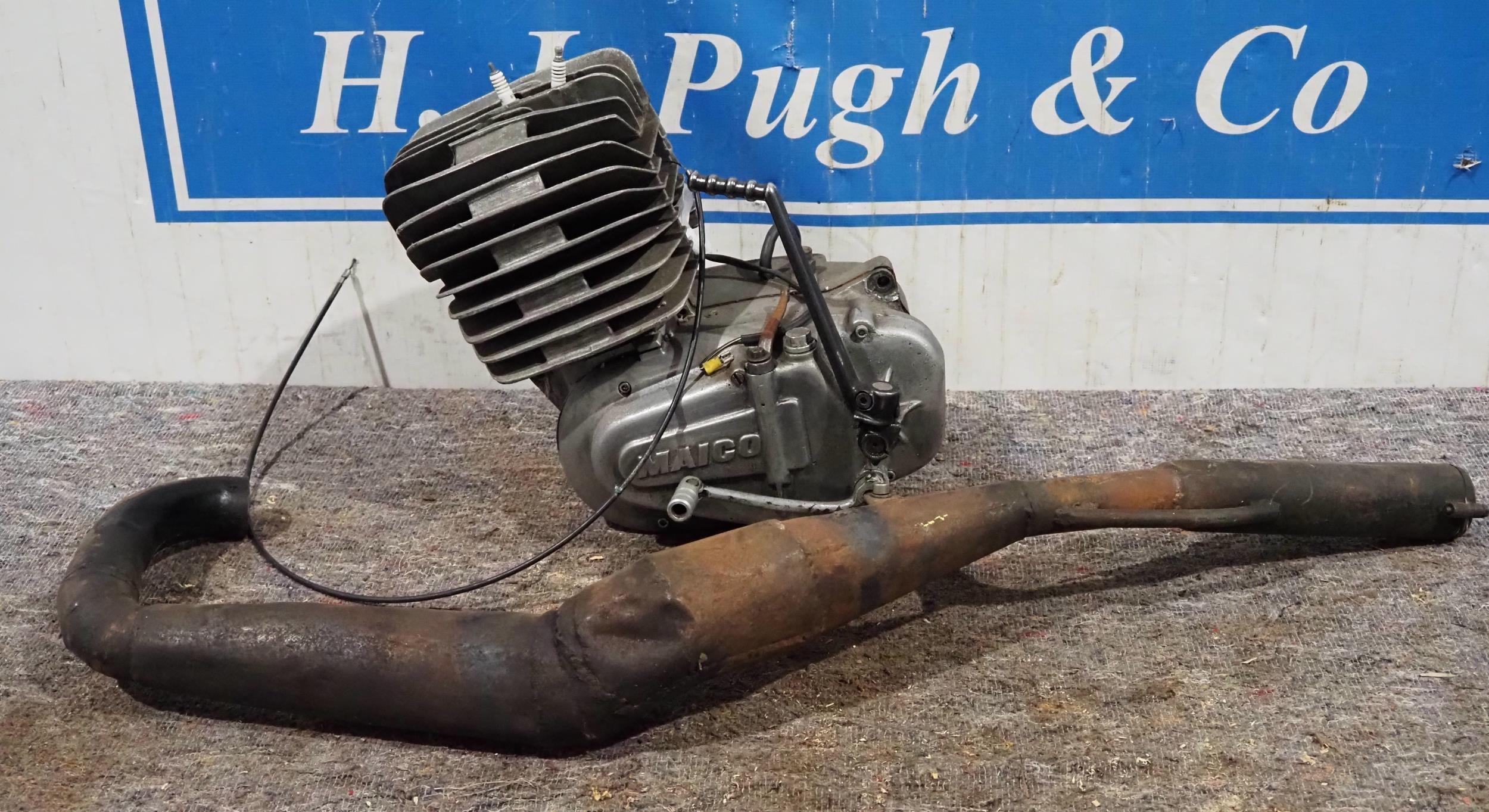 Maico engine parts and exhaust.