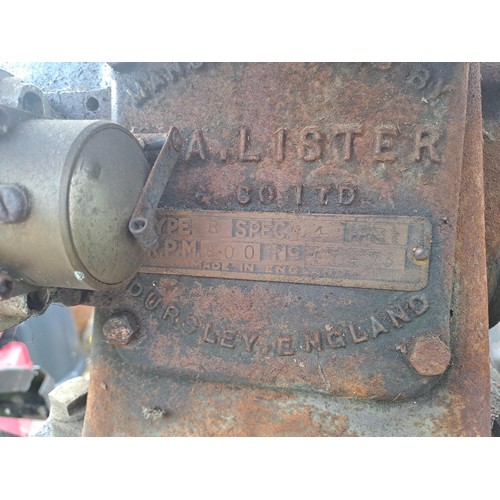 Lister Junior stationary engine on original steerable trolley