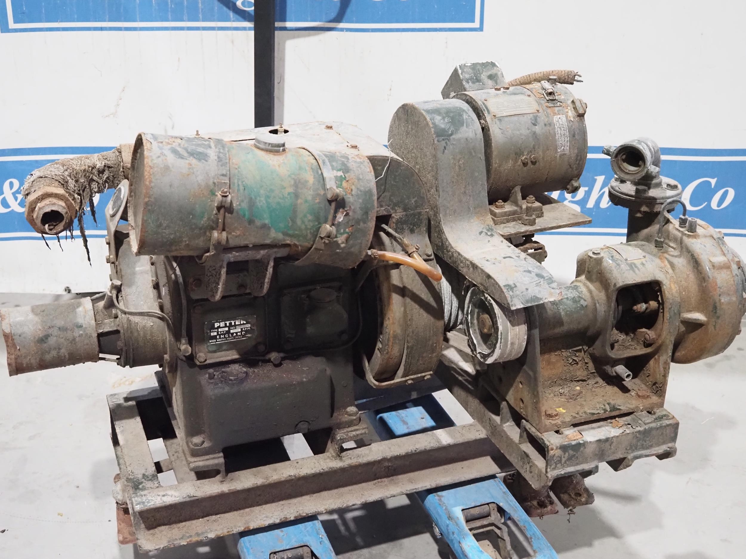 Petter type PA2 9HP engine with Worthington Simpson pump. S/N 2059548