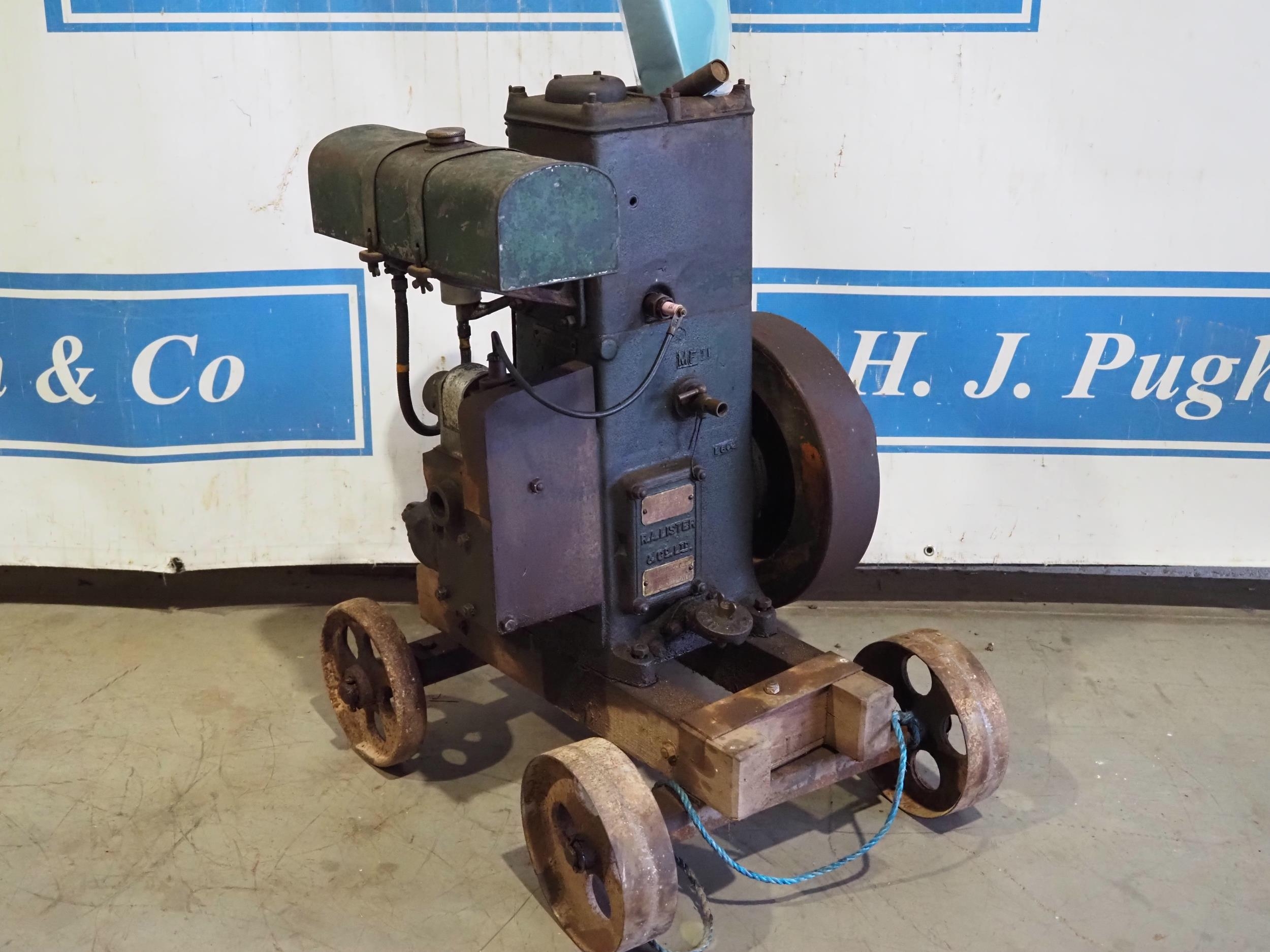 Lister D reverse rotation engine on trolley